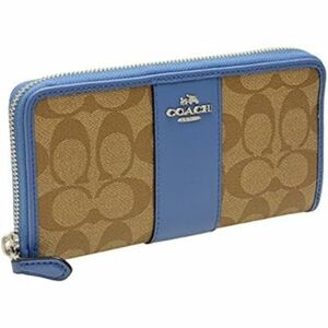 Coach | Bags | Coach Designer Signature Tan Blue Monogram Stripe ...